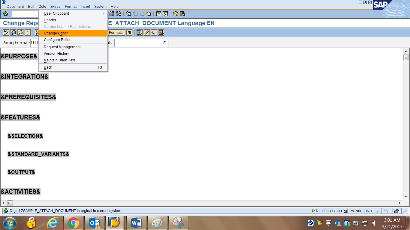 How to attach a Document in SE38 | SAP Online Guides