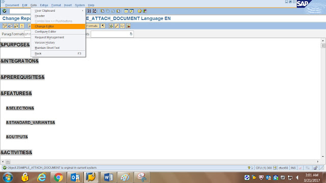 How to attach a Document in SE38 | SAP Online Guides