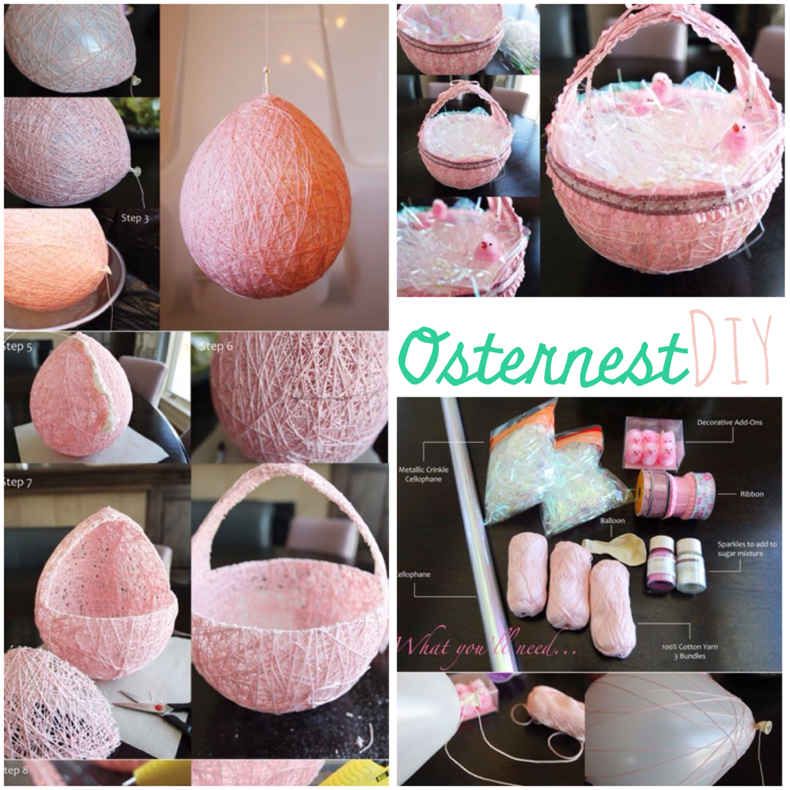 Fräulein Löwenzahn wird Kindergärtnerin: Osternest aus Wolle und Kleister