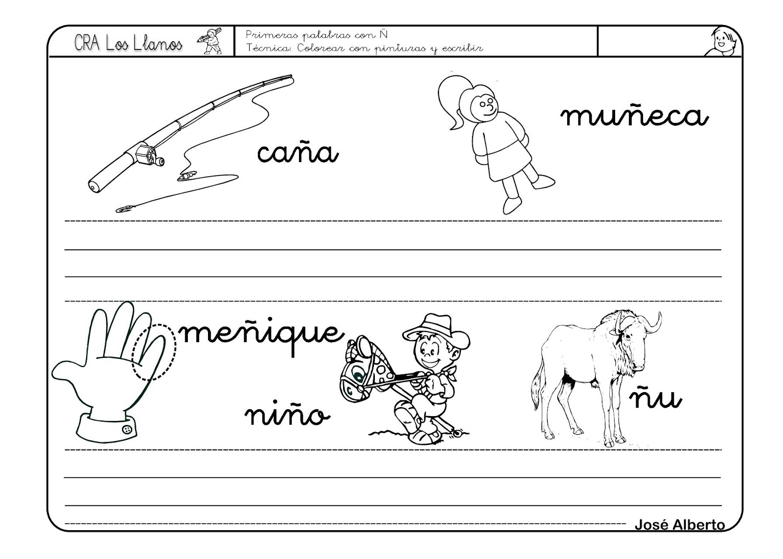 El rincón de las letras: Trabajo para repasar la N y la Ñ