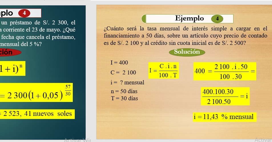 MATEMÁTICA FINANCIERA: INTERÉS SIMPLE E INTERÉS COMPUESTO - TEORÍA Y ...