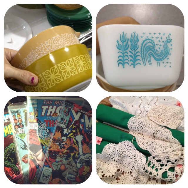 Vintage Pyrex with Thrifted Dresses | anniescupboards