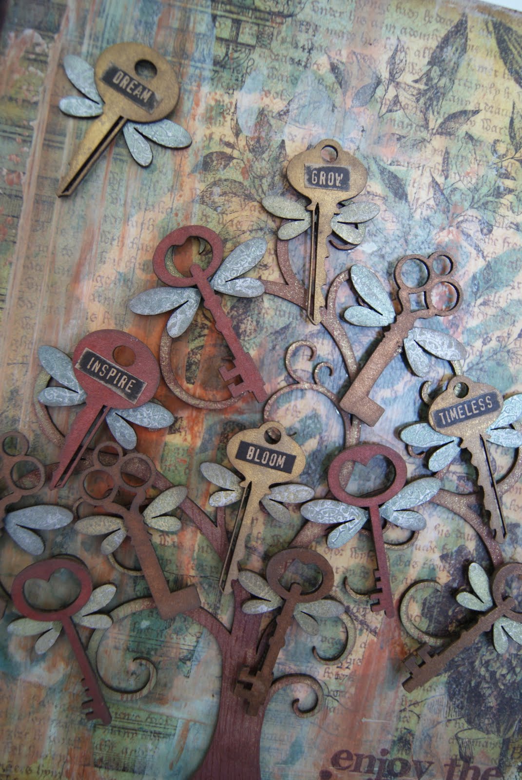 ML Design: Ink, Paint, Stamp & Paper Bliss: Flying Key Tree Canvas