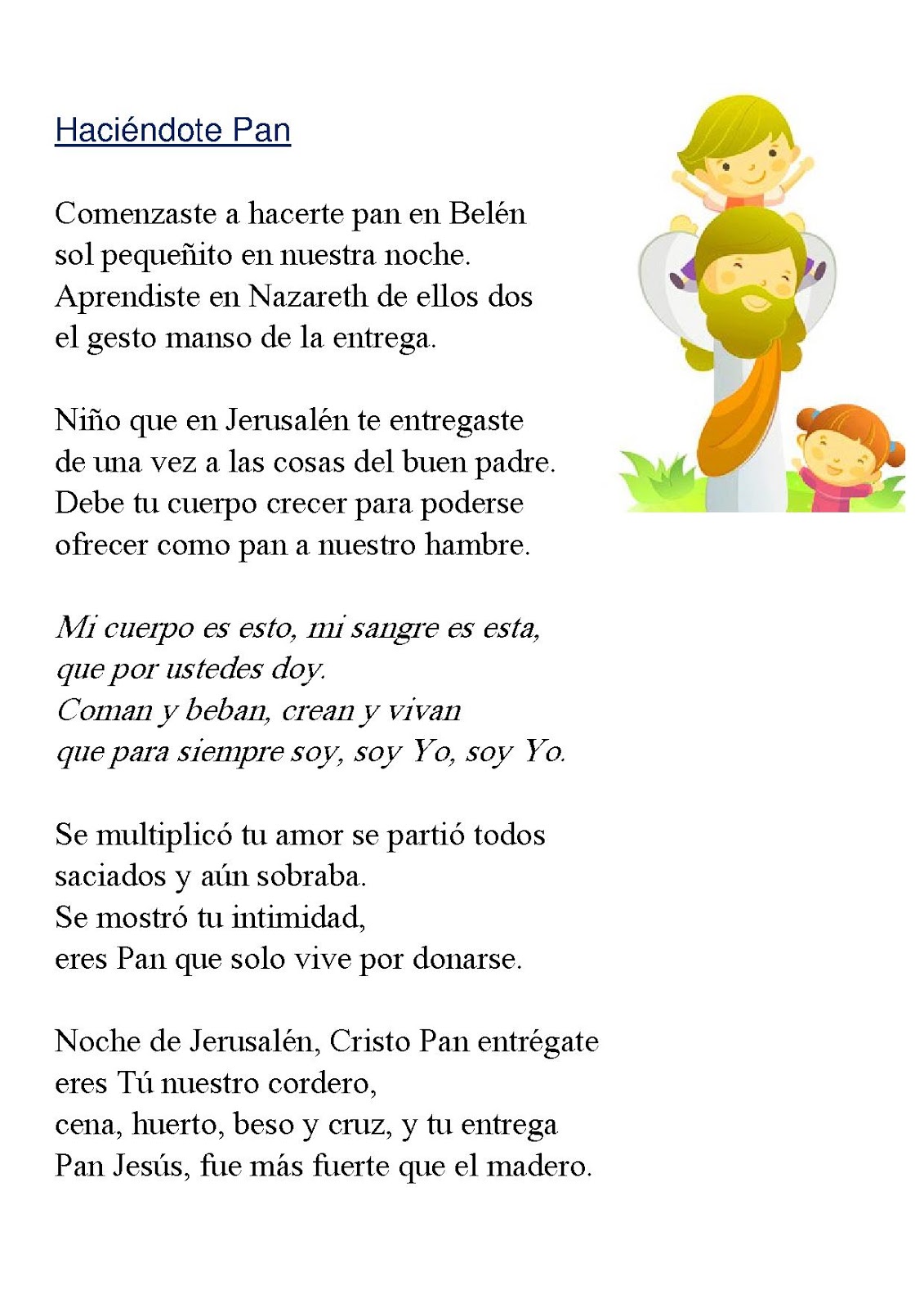 Profesor de Música - Roberto G. Cioffi: Haciéndote Pan - Letra