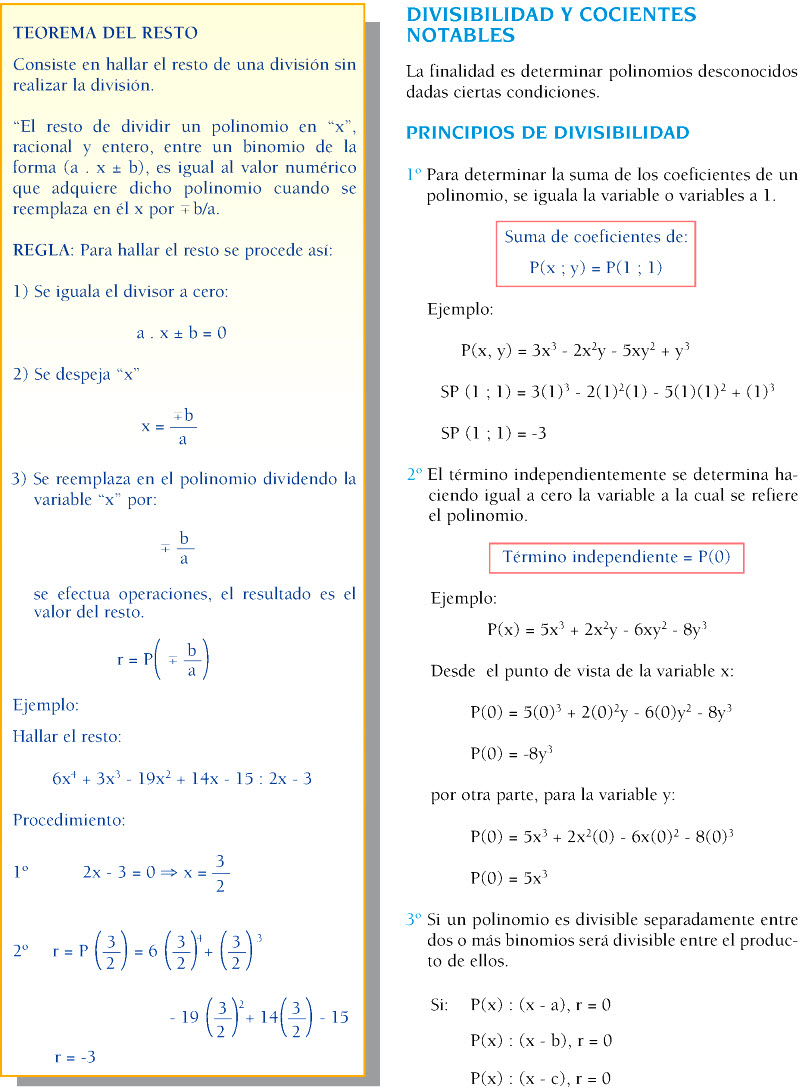 Formulario de ÁLGEBRA BÁSICA SECUNDARIA Y PREUNIVERSITARIA matemáticas ...