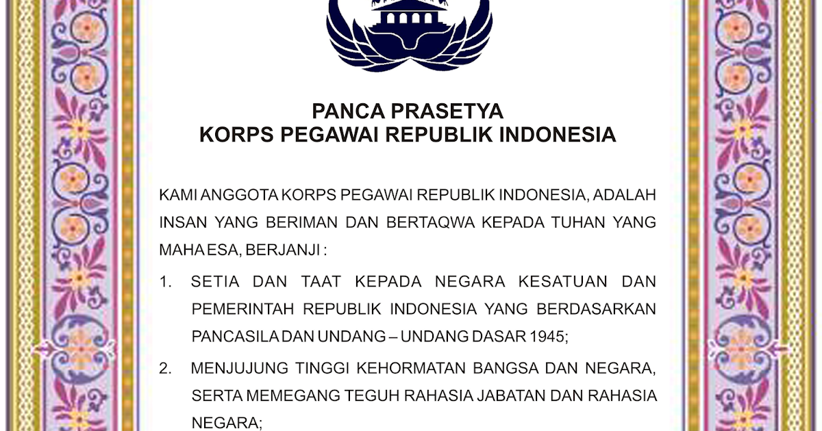 SEKRETARIAT DEWAN PENGURUS KORPRI KOTA PALEMBANG: Panca Prasetya Korpri