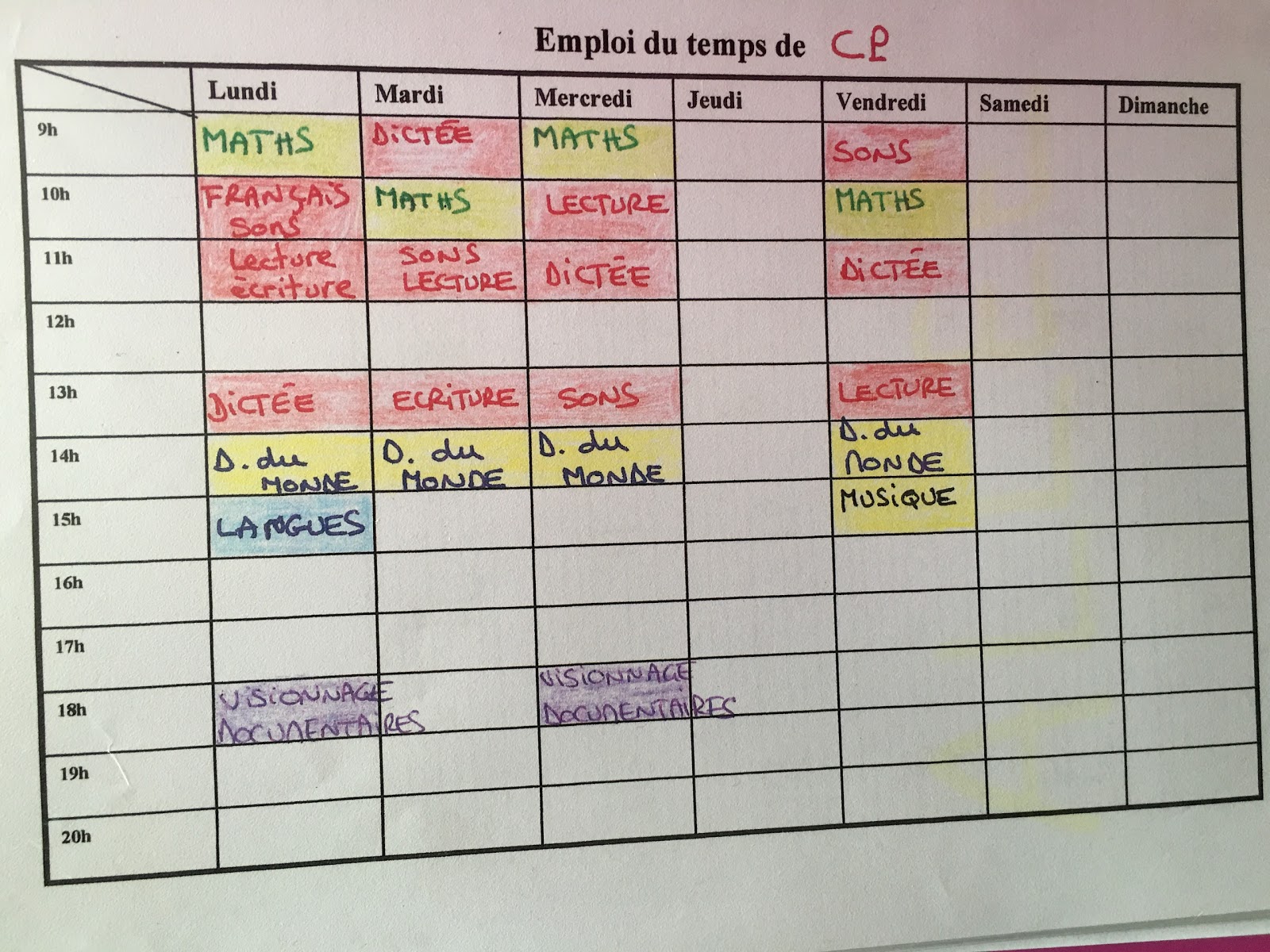 " À l'ombre du cerisier ... ! ": Les emplois du temps et l ...