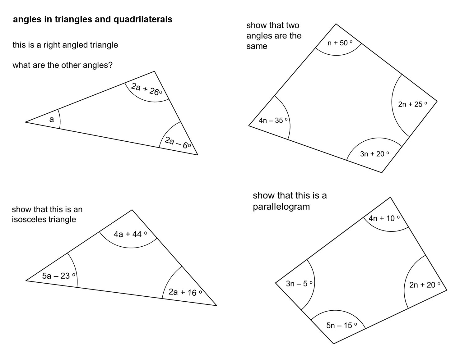 MEDIAN Don Steward mathematics teaching: forming equations from angles