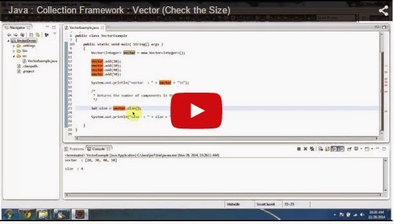 Java Ee Java Collection Framework Vector Check The Size