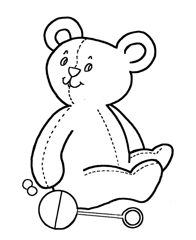 Kids Page: Simple Shapes Teddy Coloring Pages