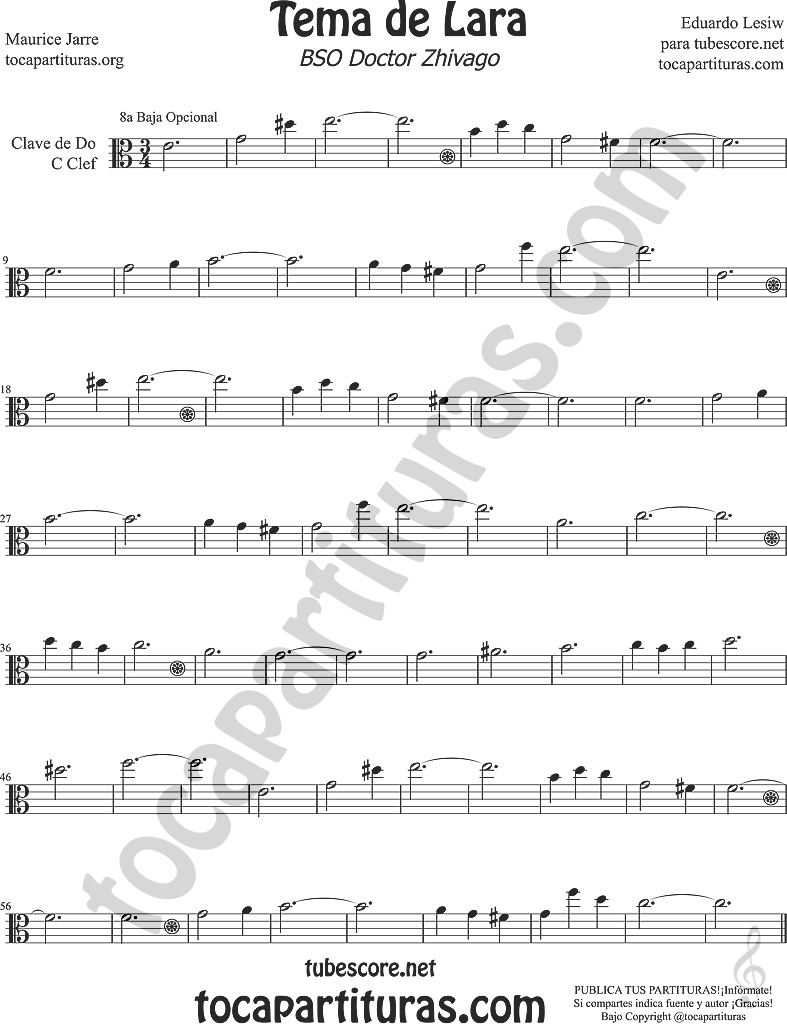 tocapartituras: Tema de Lara de Maurice Jarre (Partituras Doctor ...