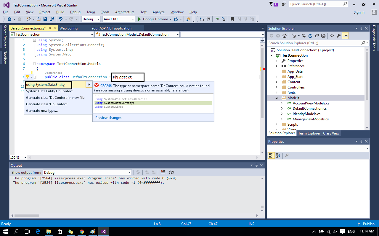 Database Connectivity In Mvc Using Entity Frameworkdbcontext Mvc Arena Aspnet