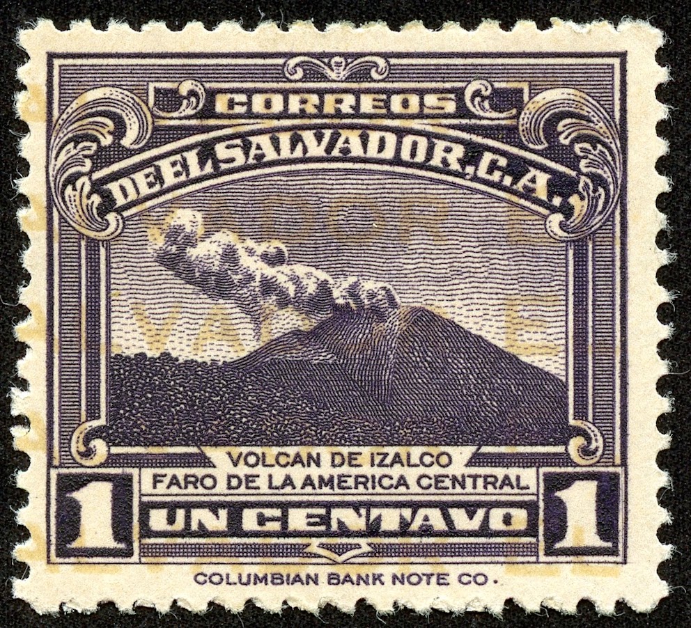 VINTAGE STAMPS 1890 Izalco Volcano (1,950m - 6,398ft) El Salvador In ...