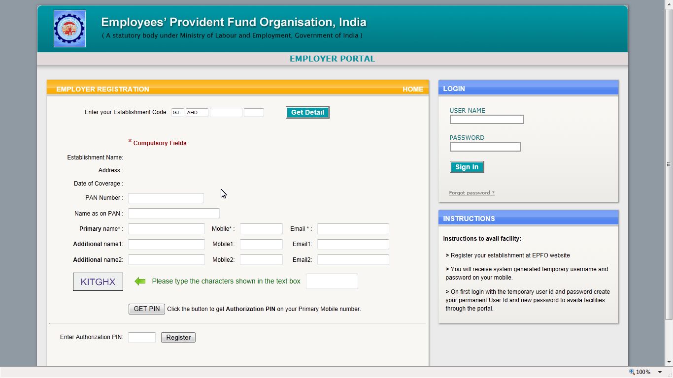 EPFO E-RETURN: EPFO Employer E-Sewa (Registration)