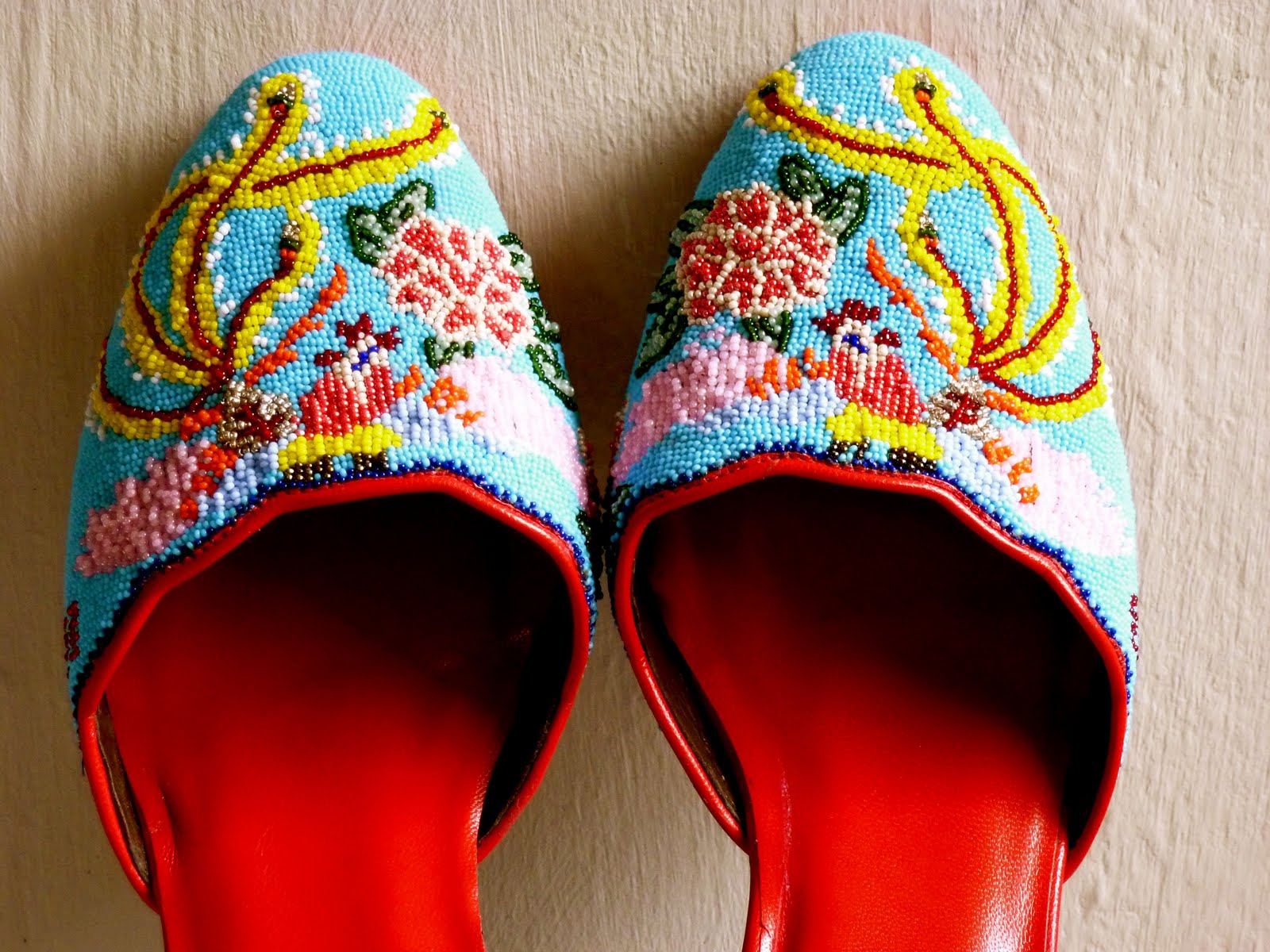 Lady TanTan: Beaded phoenix slippers