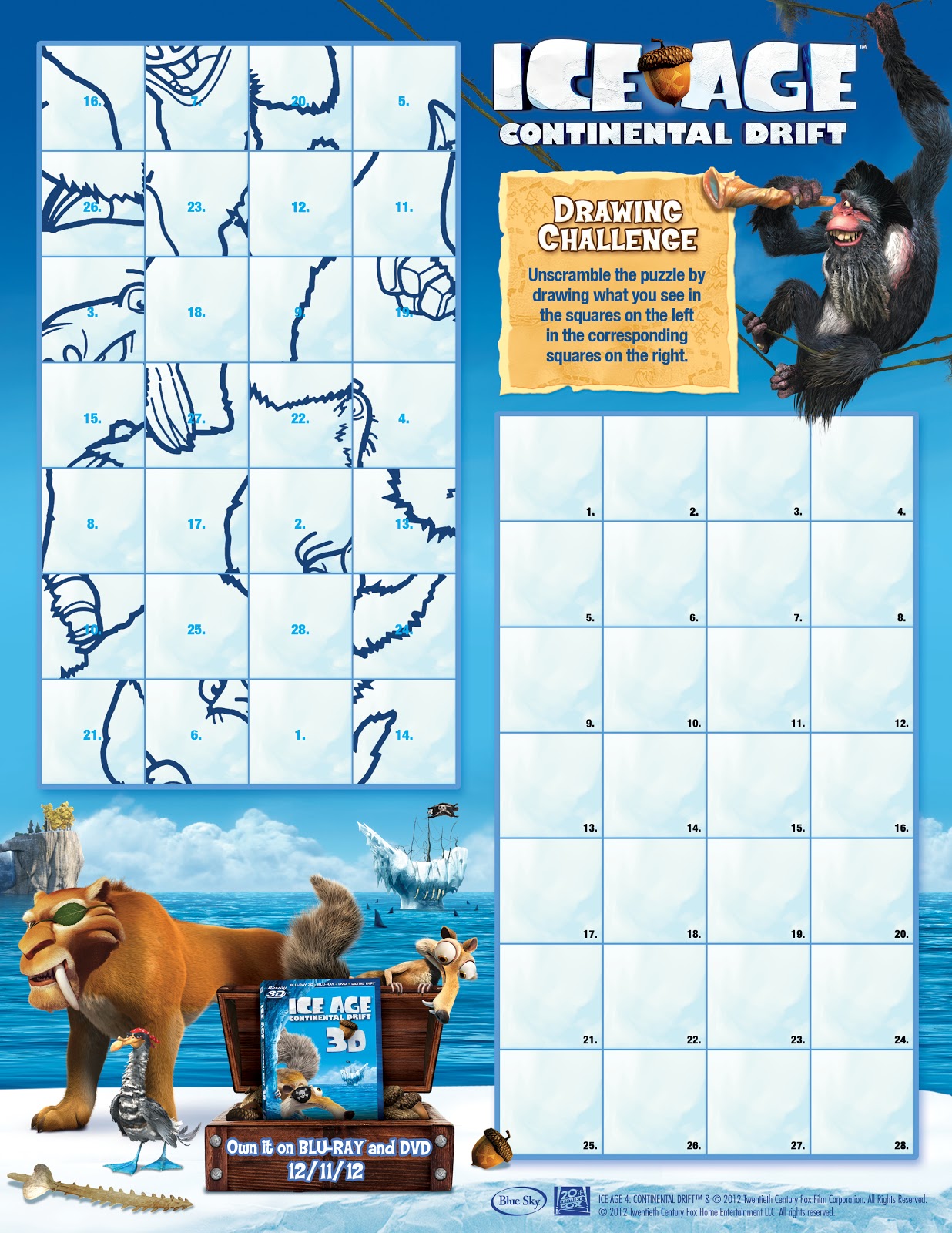 Free Ice Age: Continental Drift Holiday E-Card and Printable Activity ...