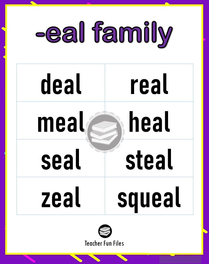Teacher Fun Files: Long E Word Family Chart