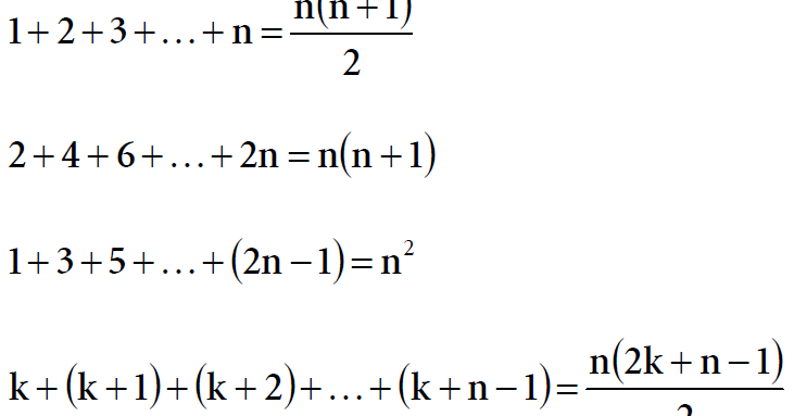 Finite Series Formulas