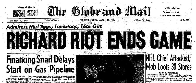 On This Day In Sports: March 17, 1955: The Richard Riot