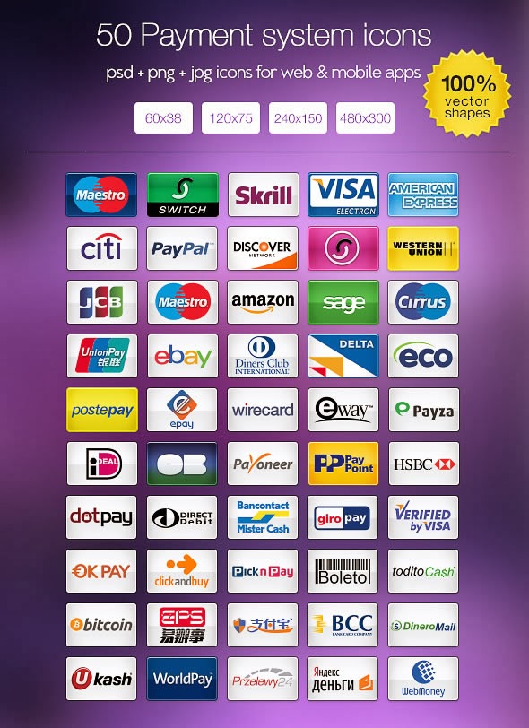 Designer Resource: The Payment System Icon Set - High Quality Resource ...