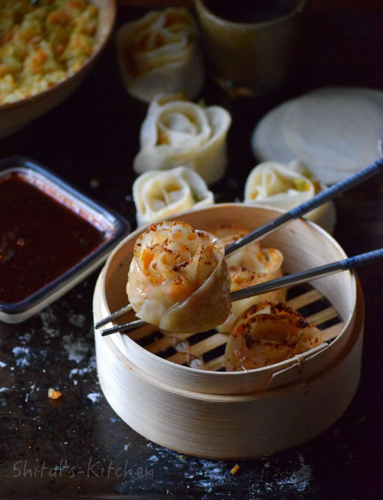 Shital's-Kitchen: Rose Shaped Dumplings