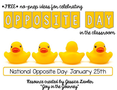 Fifth Grade Freebies: FREE Opposite Day Activities for Monday, January 25