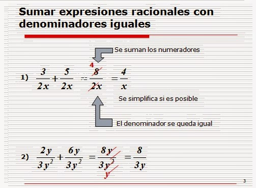 Aventuras Matemáticas: Suma y resta de racionales (denominadores iguales)