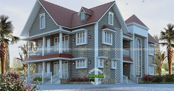 European touch sloping roof style house architecture - Kerala Home ...