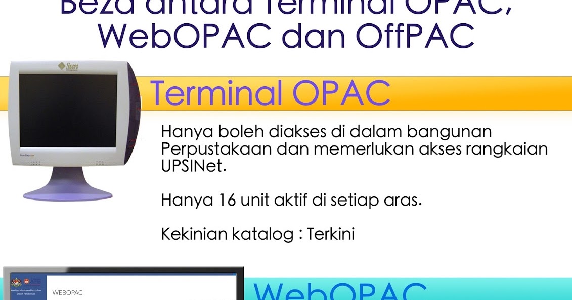 berita@pustaka : Beza antara Terminal OPAC, WebOPAC dan OffPAC