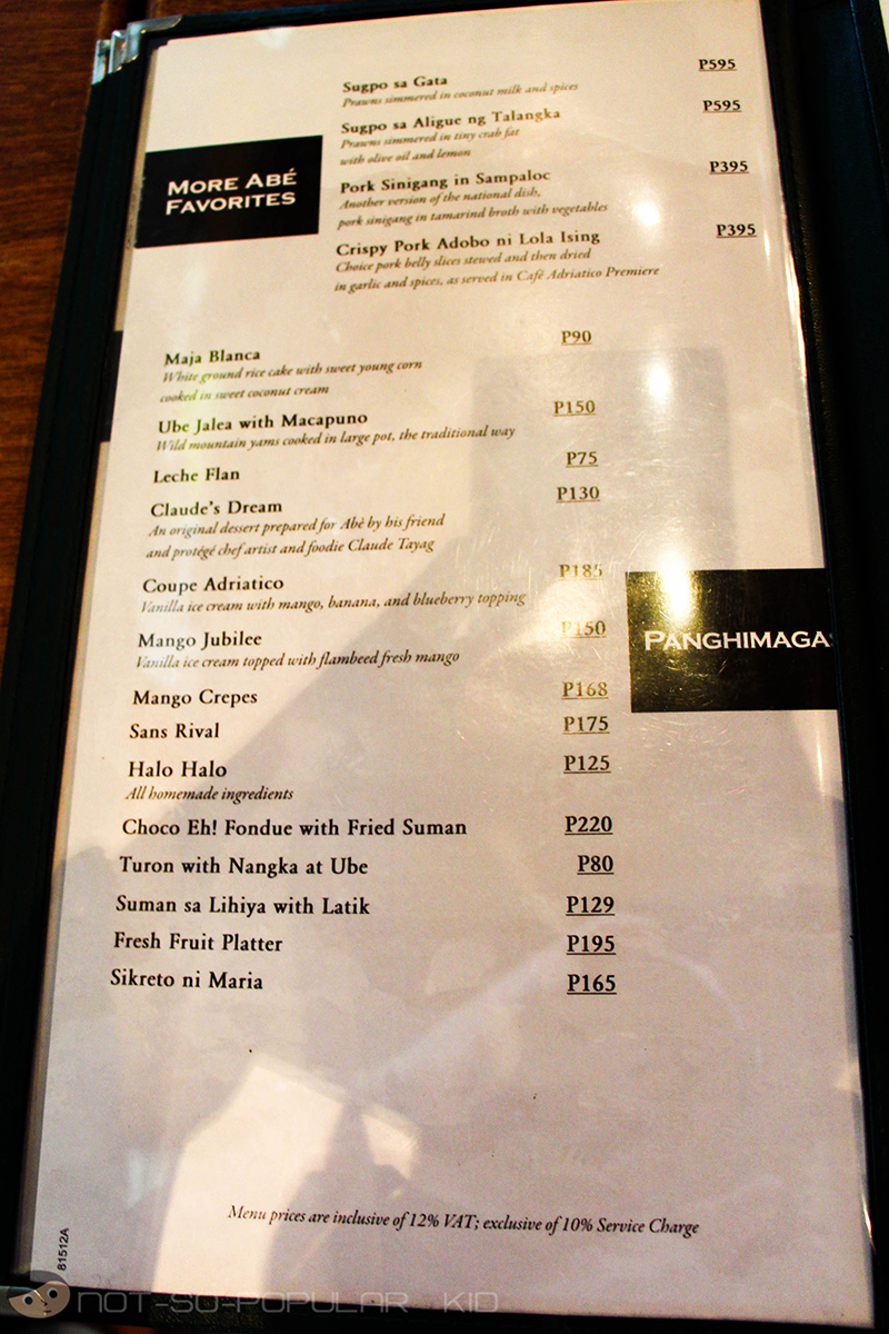 ABE Filipino Cuisine Restaurant in SM Mall of Asia - A Not-So-Popular ...