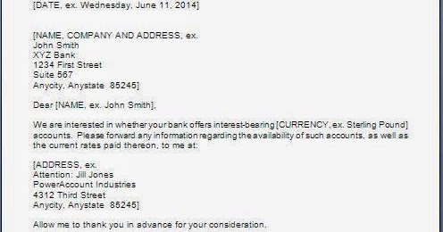 Inquiry Letter Format to Bank for Opening Foreign Currency Account