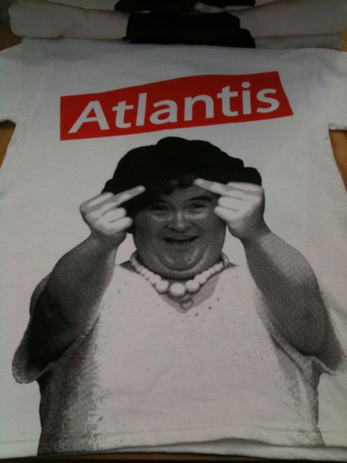 Tattoos & T-shirts: Susan Boyle, Atlantis merch