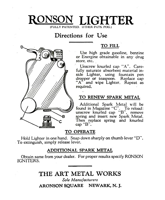 Table lighters collectors' guide: FAQ: Ronson Banjo Pocket Lighter ...