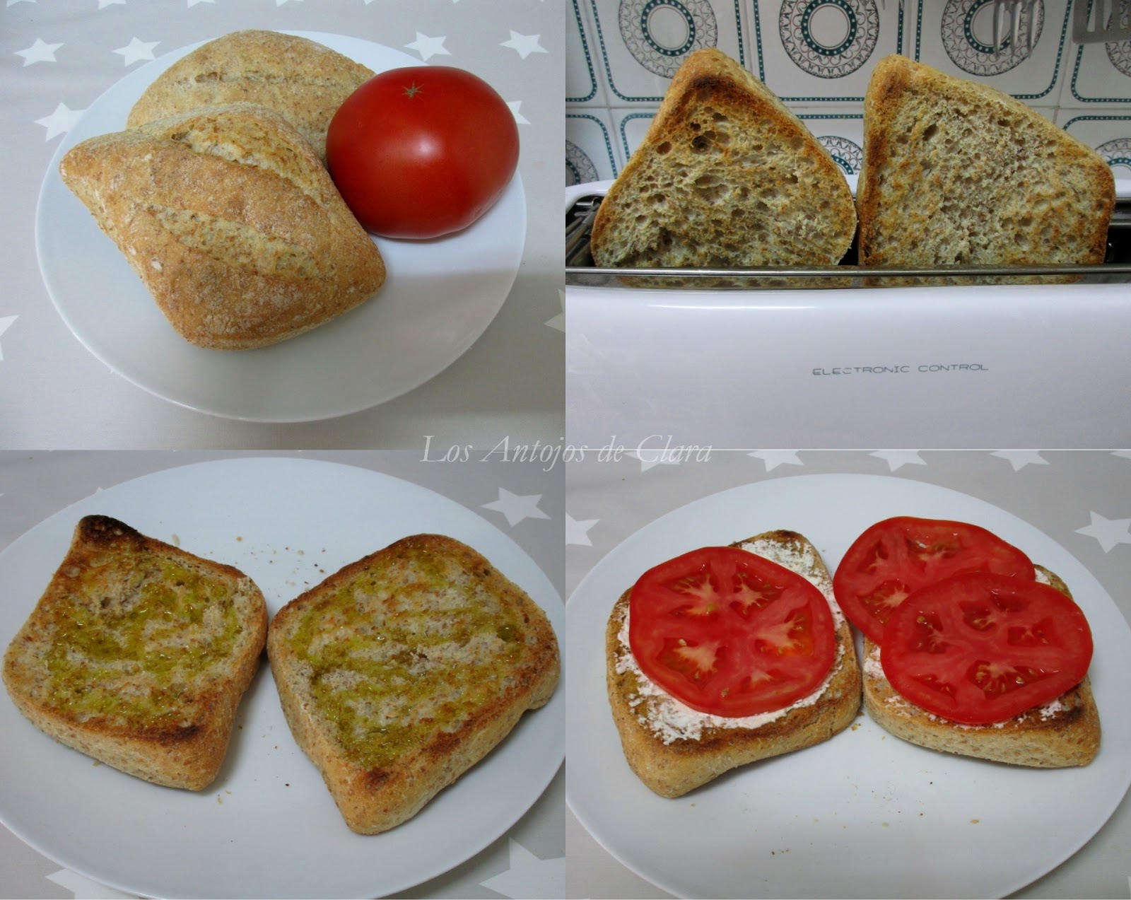 Los Antojos de Clara: Tostada con aceite de oliva, queso crema, tomate ...