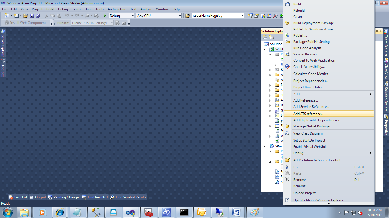 Sanganak Authority: Windows Azure – Adding STS reference from Access ...