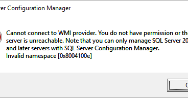 Realized Design: Cannot connect to WMI - SQL Server Configuration Manager