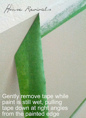 Before your paint completely dries, gently remove the painter's tape ...