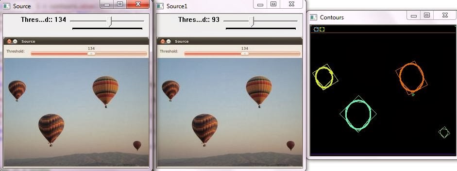 Learn OpenCV by Examples: Fitting rotated boxes and ellipses for contours