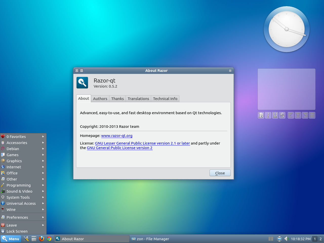 Razor-qt zonColor Theme | fanDigital