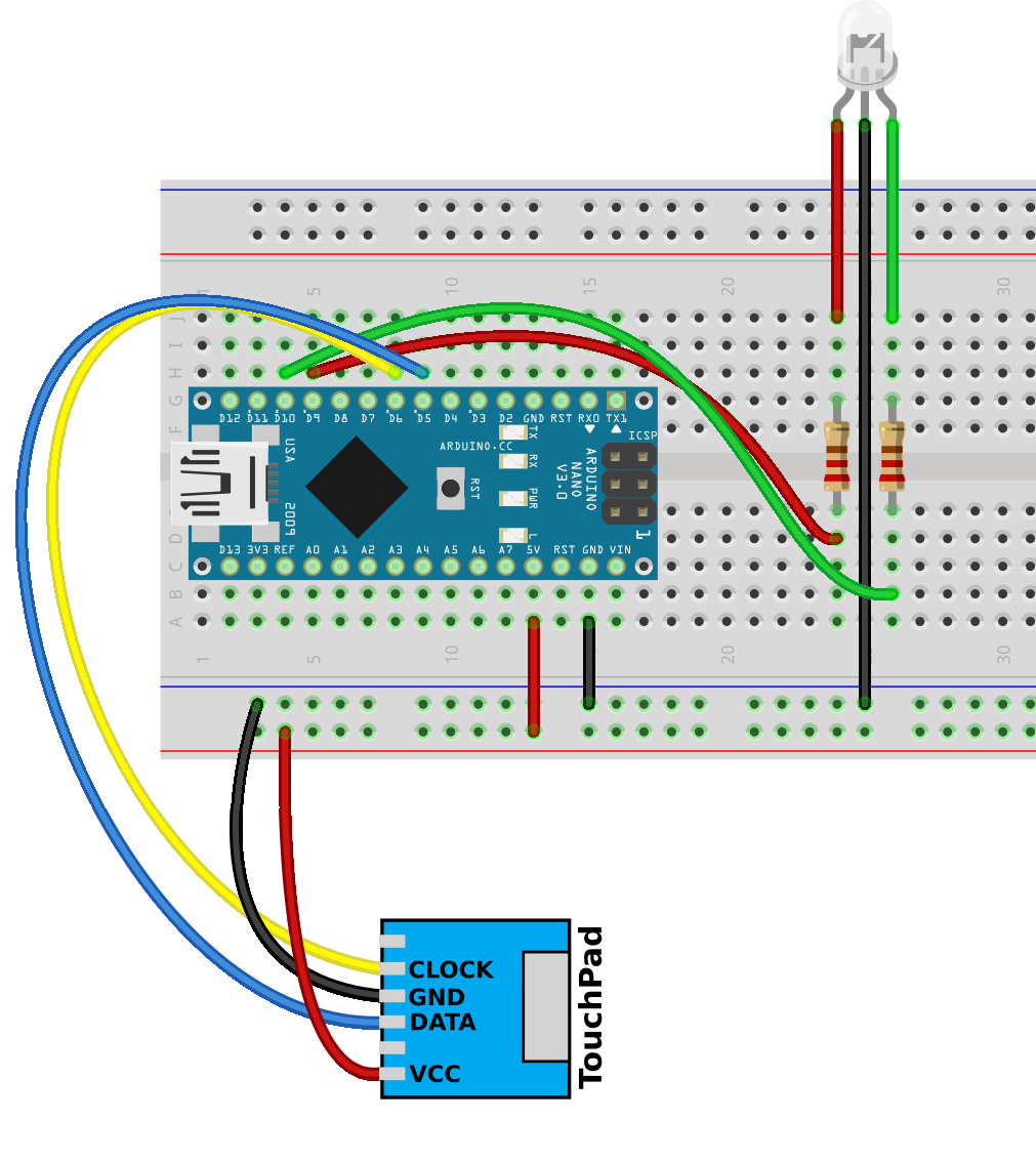 Crossfade Bicolor LED with PS/2 Touchpad · One Transistor