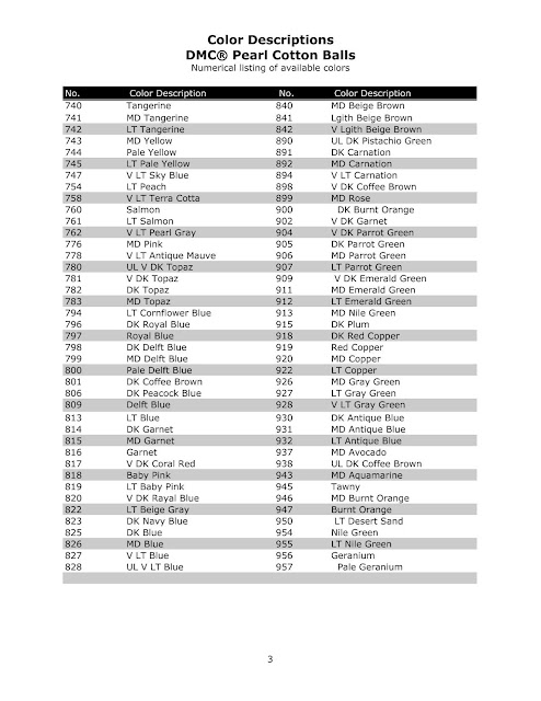 DMC Perle Thread Balls List - Size 5, Size 8, Size 12