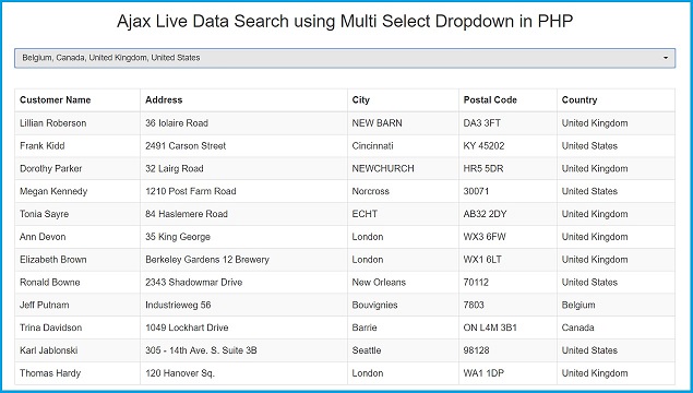 Ajax Live Data Search using Multi Select Dropdown in PHP | Webslesson Ajax Live Data Search using Multi Select Dropdown in PHP | Webslesson