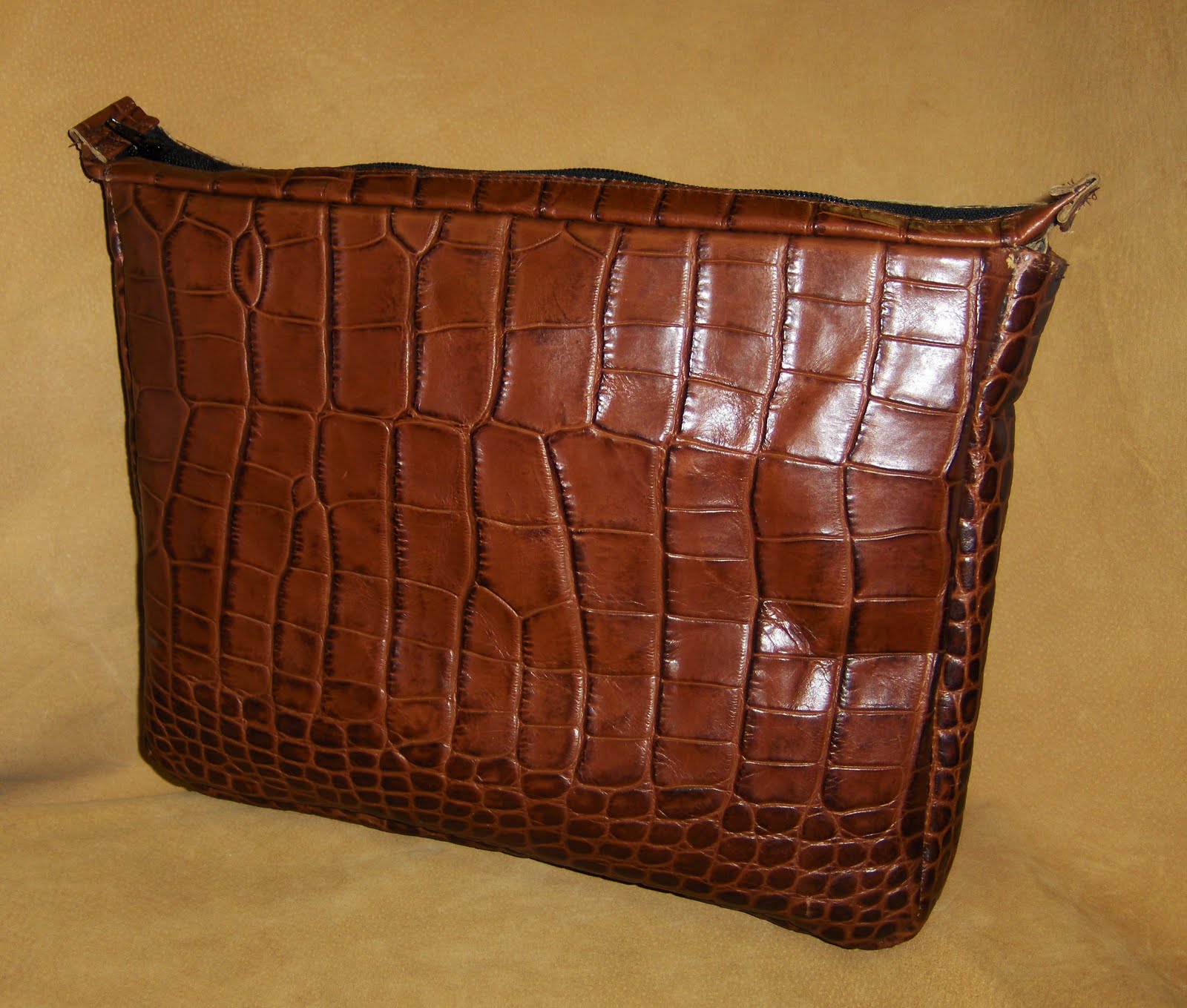 Leather by Mike: Crocodile Embossed Leather Computer Case