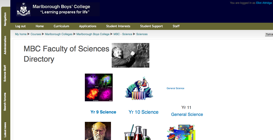 Sci 012 Line 5: Accessing the Science Moodle Site