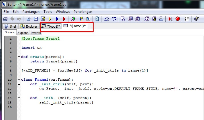 Tampil Nama di Textctrl - Boa Constructor | Belajar Python di Blog 7