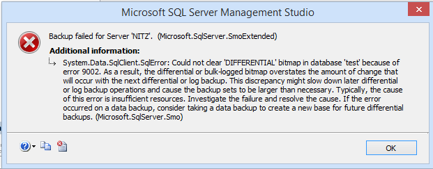Journey with SQL SERVER: Could not clear 'DIFFERENTIAL' bitmap in ...