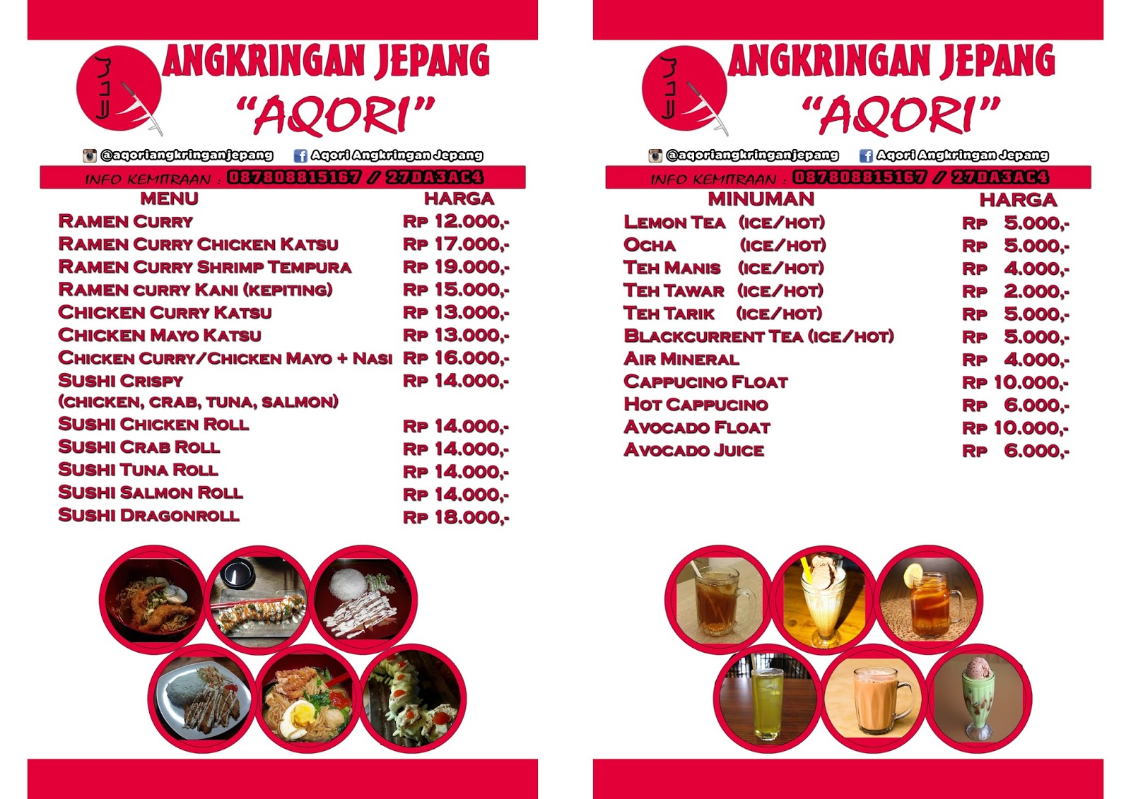 Menu AQORI | Angkringan Jepang AQORI