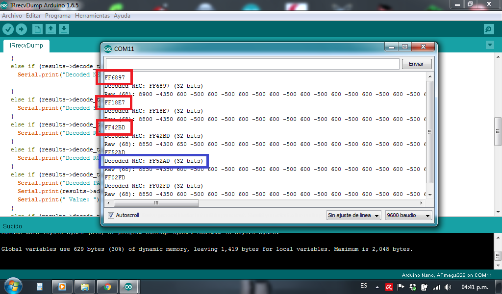 Arduino Nano: Probando la librería IR Remote