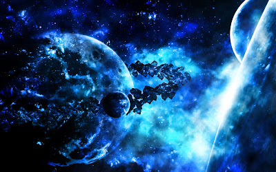 wallpapernarium: Vista espectacular del espacio azul - Wallpaper