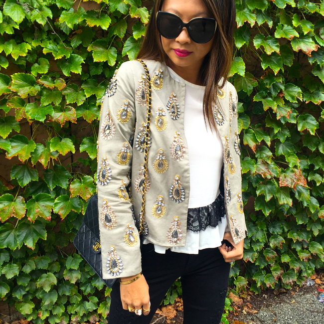 Jeweled Jacket - Red Soles and Red Wine